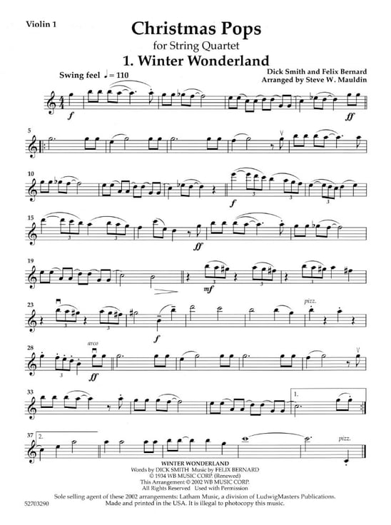 Christmas Sheet Music for Strings - Part Two: Advanced String Quartets