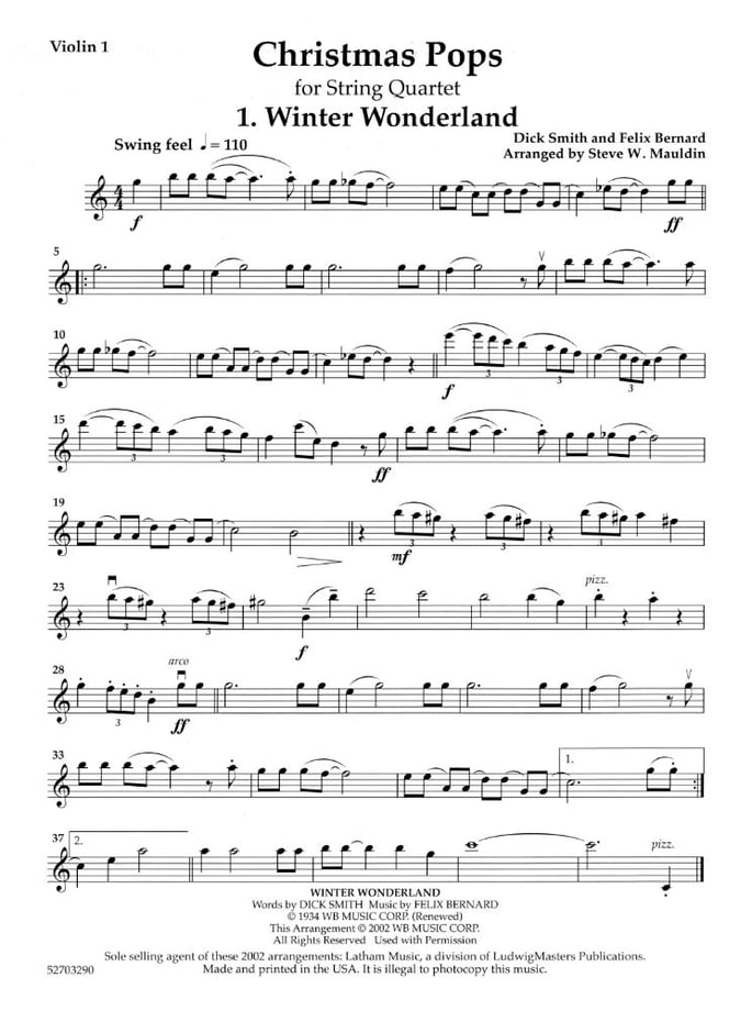 Christmas Sheet Music for Strings - Part Two: Advanced String Quartets